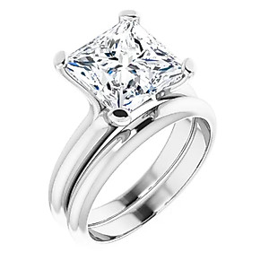 4 CT Princess Cut Engagement Ring Set for Women Moissanite Rings Solitaire Promise 925 Silver 10K/14K/18K Solid White Gold Bridal Ring Set (7)