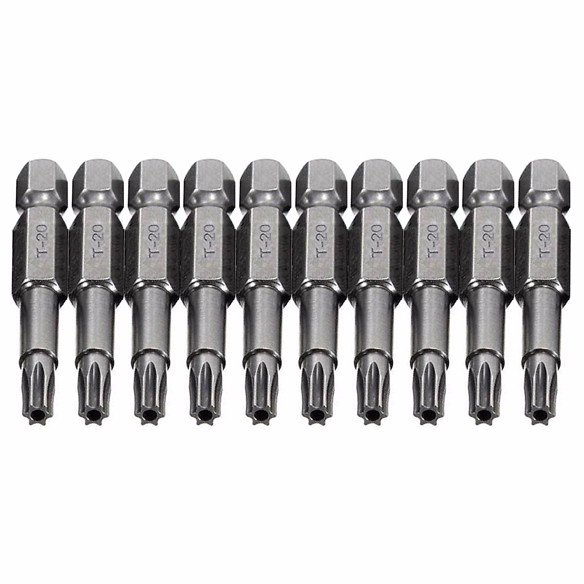COMOK 10pcs 50mm Long 1/4 Inch Hex Shank T20 Torx Head Magnetic Screw Driver Bit Set Security Tamper Proof Star 6 Point Screwdriver Kit Tools