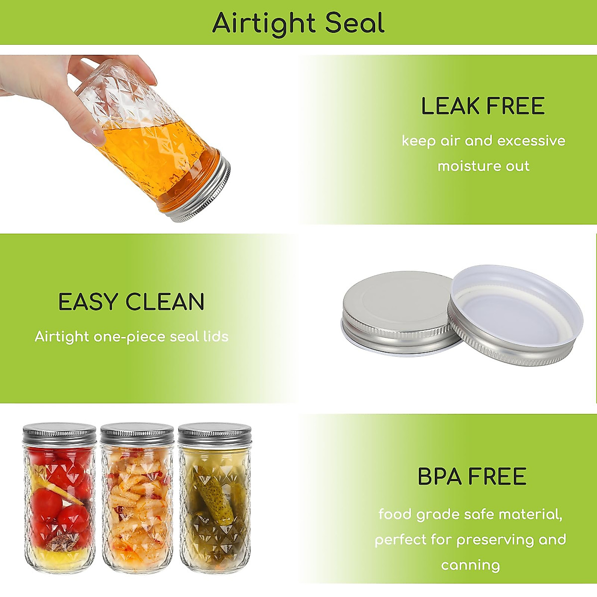 Keketin 12 oz Wide Mouth Mason Jars with Screw Airtight Lids,20 Pack Glass Canning Jars,Preserving Jars for Jam,Honey,Pickling,Fermenting,Fruits Storage and Wedding Favors