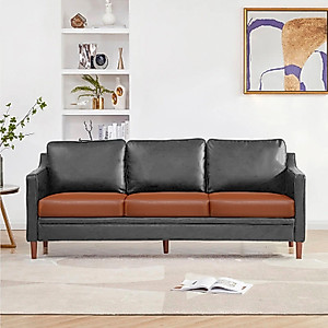 YISUN PU Leather Couch Cushion Sofa Cover, Waterproof Stretch Couch Cushion Slipcovers, Faux Leather Sofa Slipcovers Loveseat Couch Replacement Chair/Furniture Protector,3 Pack,Light Brown