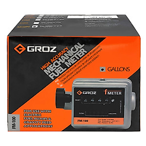 Groz 45682 F Meter Mechanical Fuel Meter, Gallons, 3/4" NPT Female