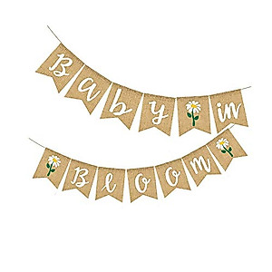 Baby in Bloom Banner Burlap Bunting Banner Garland Sign for Boy Girl Baby Shower Garland Decoration