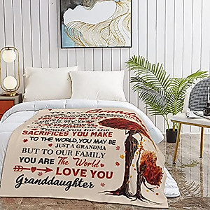 BLOOM SOMEWHERE to My Grandma Blanket from Granddaughter Throws Grandma Throw Flannel Blankets for Bed Couch Travel Beach Warm Blanket Love Gift for Mother's Day Birthday 50x60in