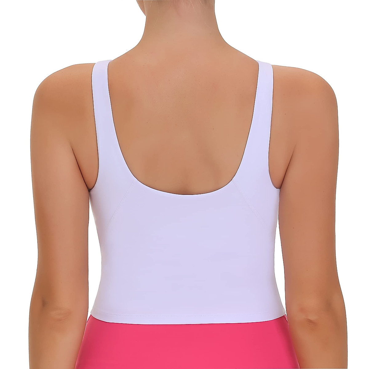 THE GYM PEOPLE Women's Sports Bra Sleeveless Workout Tank Tops Running Yoga Cropped Tops with Removable Padded White