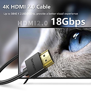 4K Slim HDMI Cable 1.6 ft, High Speed (4K@60Hz, 18Gbps), HDMI 2.0 Cord, Thin HDMI Cable, Low-Profile Gold-Plated Connectors - 4K, 2K, HDR, ARC, 3D, for Gaming Monitor, TV, X-Box, PS5/4/3 (1.6 Feet)