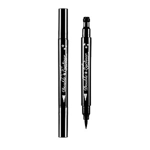 Pinkiou 2 in 1 Double-headed Liquid Eyeliner Pen Stamp Super Slim Gel Felt Tip High Pigment Black Waterproof Smudgeproof Long Lasting Tattoo Makeup Tool(Star)