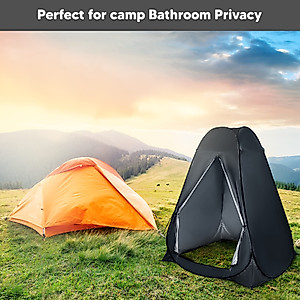 Pop Up Large Privacy Tent - 5 x 5 x 7Ft - Oversized Strong Camping Toilet Tent- Portable Camp Shower Pod w/Hooks- Porta Pod- Outdoor Bathroom, Potty, Changing Private Room (Black)