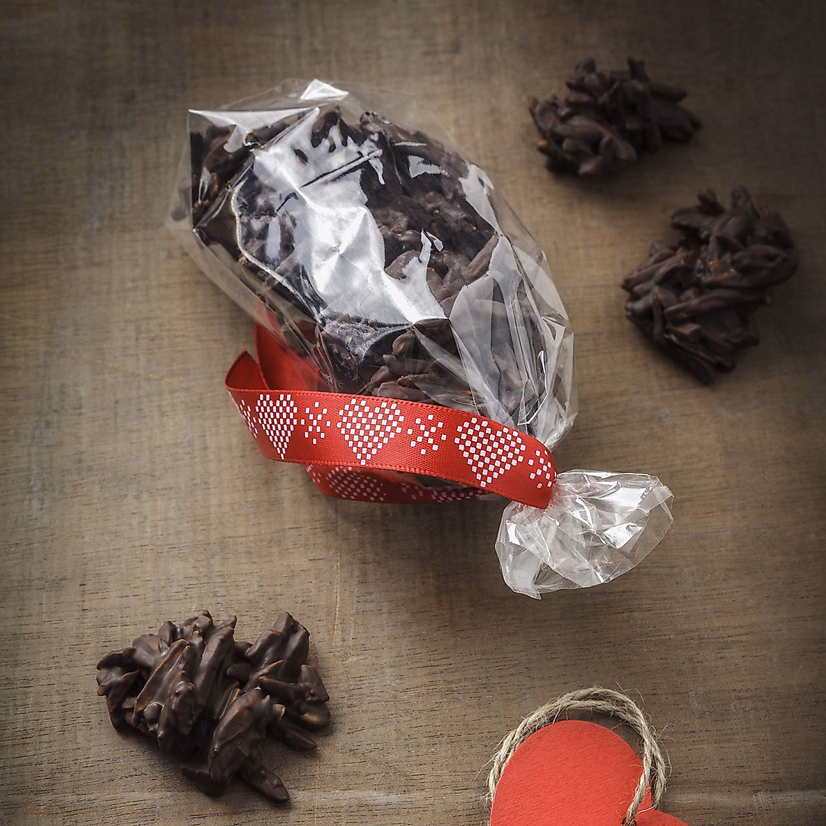 Morepack Flat Bottom Cellophane Bags,100Pcs 6x2x10 Inches Clear Cellophane Treat Bags With 100Pcs Twist Ties Cello Bags