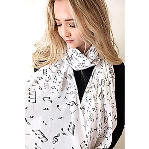 Anika Dali Women's Music Lover Musical Notes Fashion Scarf Shawl (Off-White)