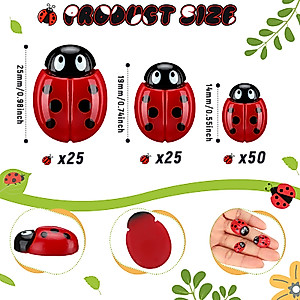 100 Pieces Tiny Resin Ladybugs Decor 0.55''-0.98'' 3 Size Plastic Ladybugs Shaped Embellishments Craft Ornaments Charms for Party Wreath Home Decoration