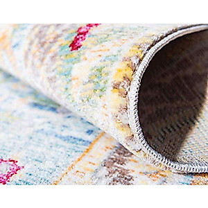 Unique Loom Austin Collection Traditional Border, Floral, Vintage Area Rug, 8' 0" x 10' 0", Blue/Green