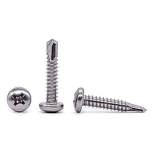 #6 x 1/2" Pan Head Self Drilling Screws, Phillips Drive, 410 Stainless Steel Sheet Metal Screws,Self Tapping, Dovetail, Pack of 100