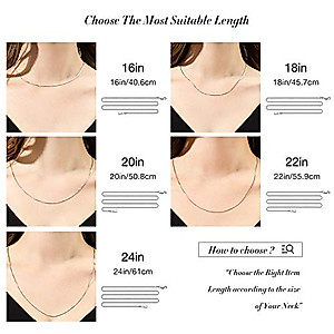CIELTEAR 925 Sterling Silver Chain Necklace for Women 0.8mm Box Chain, Italian Necklace Chain, Super Strong & Thin & Long16/18/20/22/24 Inches