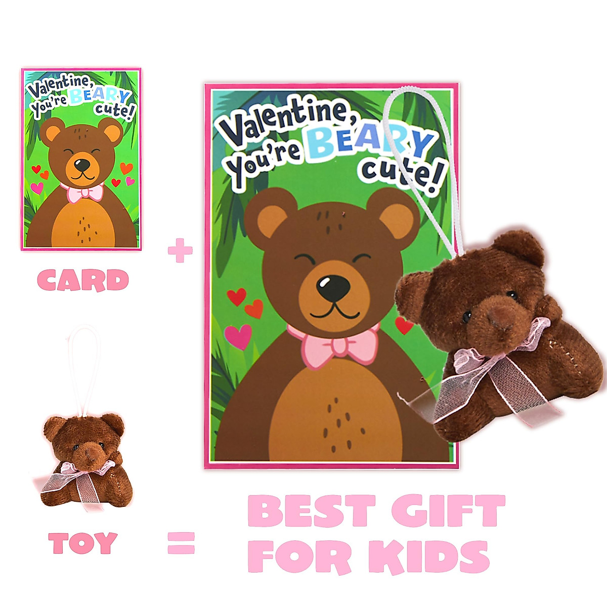 JOYIN 28 Pack Valentines Day Gifts Cards for Kids with Animal Plush Toy Key Chain Stress Relief Fidget Toy for Valentine's Classroom Exchange Cards and Valentines Party Favor
