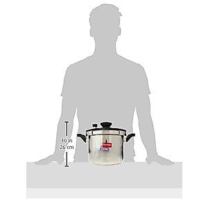 Prestige Clip-on Stainless Steel Pressure Cooker, Cook And Serve Pot with Extra Glass Lid, Large 6 Liters