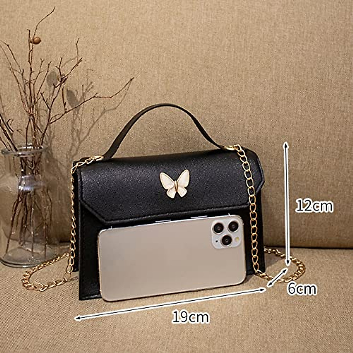 HPWRIU Mens Leather Fashion Women Artificial Leather Solid Color Bow Tie Hasp Phone Bag Shoulder Bag Organized Satchel