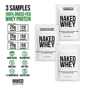 Naked Whey Sample Pack - Unflavored, Chocolate, and Vanilla