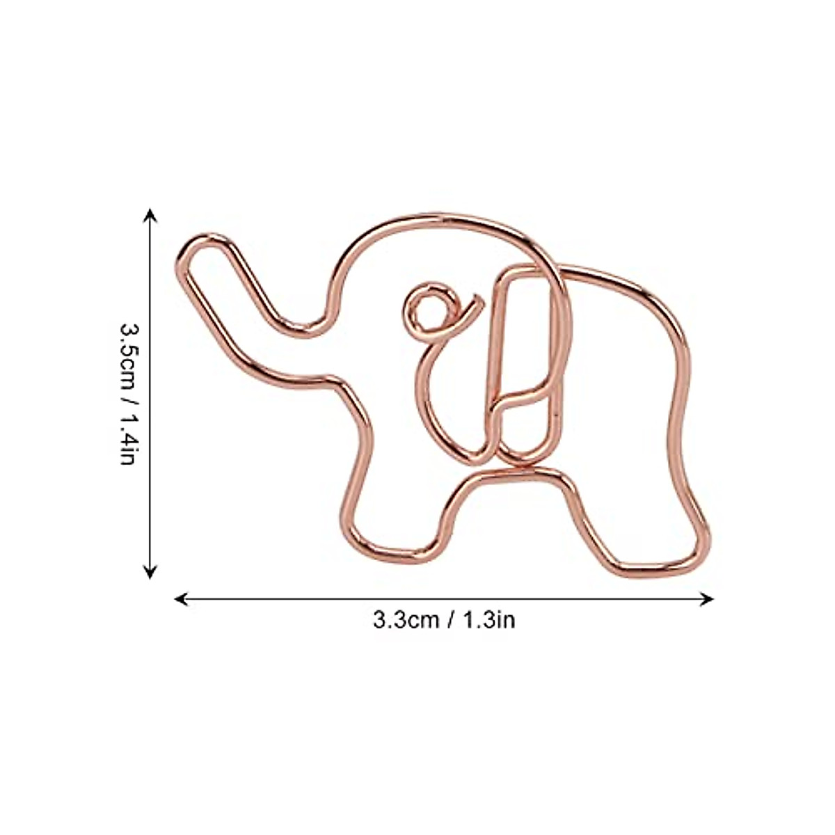 20Pcs Cute Elephant Shaped Paper Clips,Rose Gold Journal Paper Clips Metal Bookmark Clips Office Supplies with Storage Box for Document Organizing