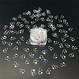 PrettyG 10 Grams/Pack -Sliver Doctor Stethoscope Shape Holographic Glitter Sequins - Festival Rave Beauty Makeup Face Body Nail Art Decoration LB100