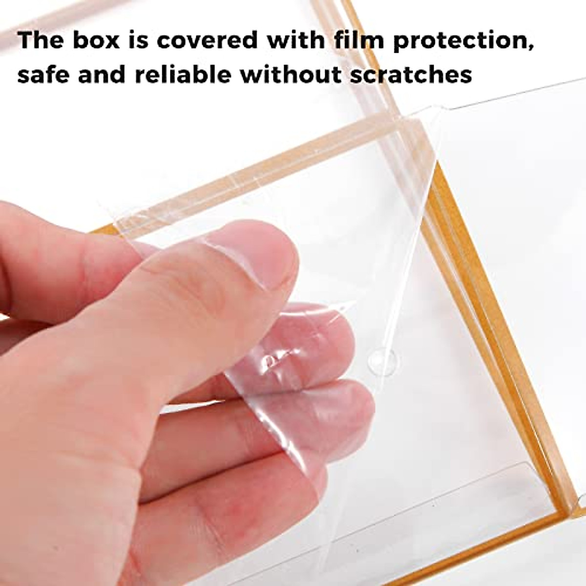 Atenzol Clear Box with Lid Handle (5PCS), 5.5x3x5.5 Candy/Cookie/Favor/Gift Box, Golden Lining, Blank without Writing