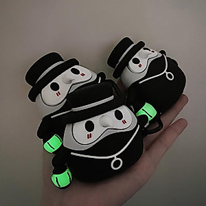 HooYiiok Airpod Case 2nd Generation,Cute Airpod Case 1st Generation Luminous Beak Doctor Design,Cool Kawaii Airpods Cases Cover with Keychain for Women Men (Black 1st/2nd Case)