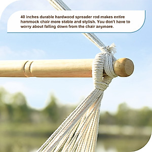 Lazy Daze Hammocks Chair Caribbean Hanging Rope Weaving Chair with 40" Hardwood Spreader Bar and Soft-Spun Cotton Rope for Indoor/Outdoor Backyard & Living Room, Max 300 LBS, Natural