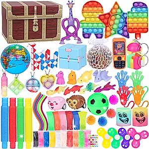 KUBUSFLY Fidget Toys, 68 Pack Party Favors for Kids, Treasure Box Toys for Classroom Prizes, Sensory Fidget Toys Carnival Prizes, Pinata Filler, Goodie Bag Stuffers Gifts for Kids Age 3 4 5 6 7 8+