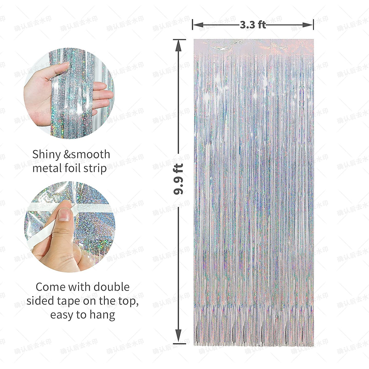 Crosize 3 Pack 3.3 x 9.9 ft Silver Foil Fringe Backdrop Curtain, Streamer Backdrop Curtains, Birthday Party Decorations, Tinsel Curtain for Parties, Galentines Decor, Preppy, Photo Booth
