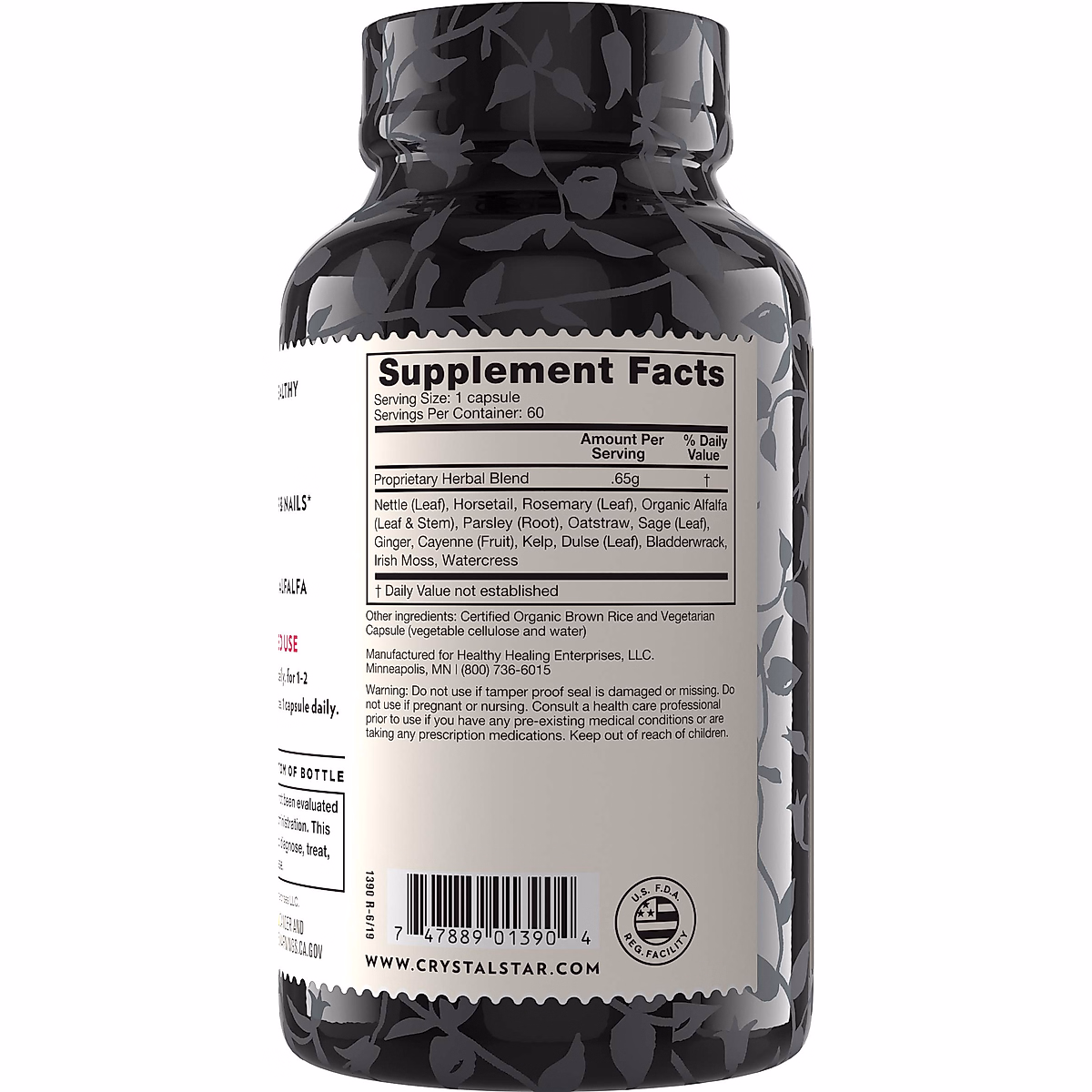 Crystal Star Beautiful Hair & Nail Supplement (60 Capsules) – Herbal Supplement Supports Thicker Stronger Hair & Nails – Horsetail, Nettle & Alfalfa – Non-GMO