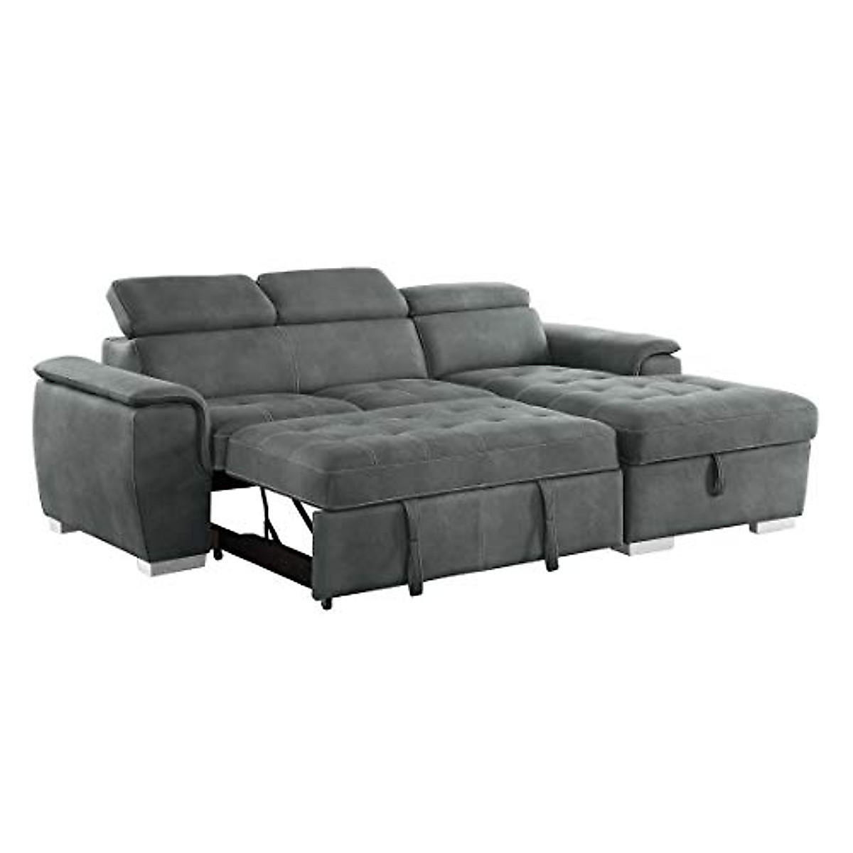 Homelegance Ferriday 98" x 66" Sectional Sleeper with Storage, Gray