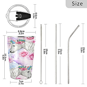 YETTASBIN Unicorn Tumbler with Straw Lid, 12oz Stainless Steel Tumbler Cup Double Wall Vacuum Insulated Travel Coffee Mug for Hot and Cold Drinks
