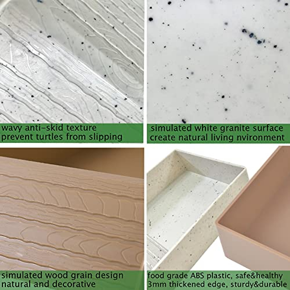 3pcs Tortoise Food Dish with Ramp and Basking Platform Leaf Tortoise Water Food Bowls Reptile Water Dish Turtle Reptile Pool for Amphibians Brown