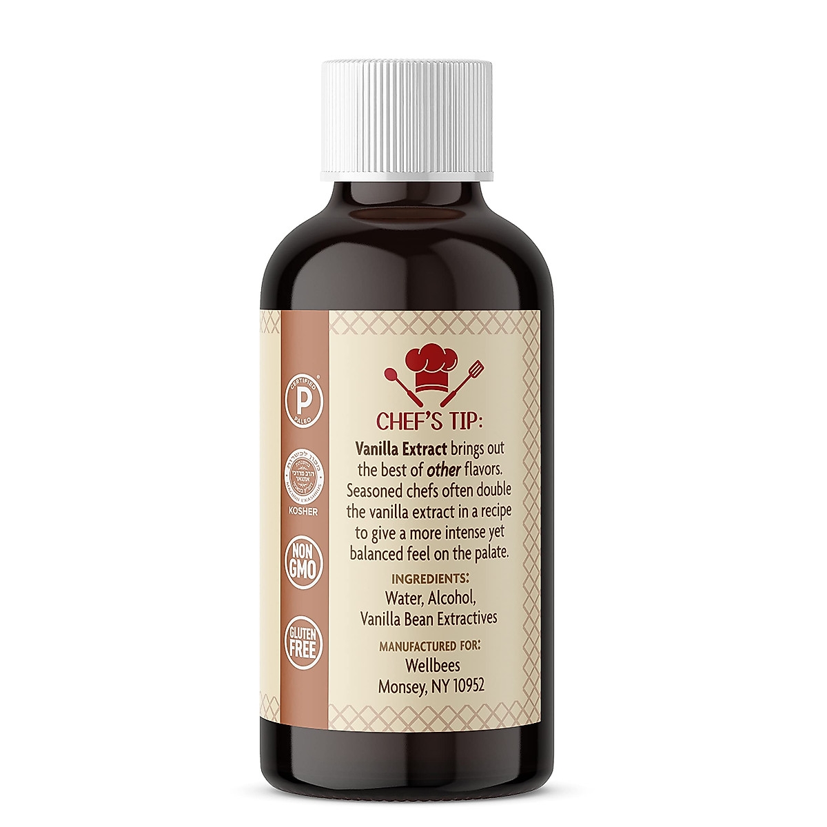 Wellbee's Pure Vanilla Extract 4 oz - Gourmet Vanilla - Non-GMO - Paleo & SCD Approved - All-Natural Flavor Vanilla Extract for Baking