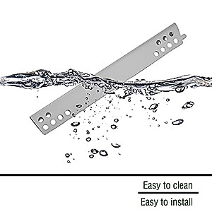 Damile Stainless Steel Grill Heat Plates Heat Shield Burner Cover, 16 Inch BBQ Gas Grill Replacement Parts for Charbroil 4 Burner Gas Models 463446015, 463446016, 463446017, 466446015, 463447018, 4Pcs