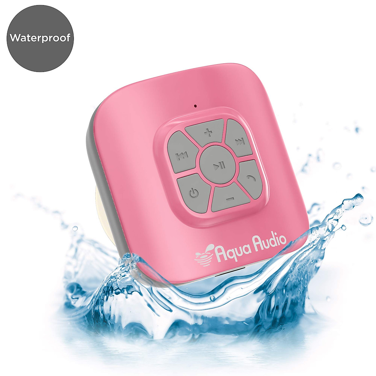 Gideon Portable Waterproof Bluetooth Speaker with Suction Cup - 10 Hours Playtime/Built-in Mic (Pink)
