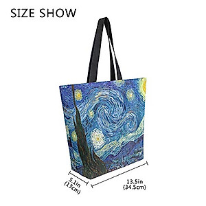 ZZKKO Van Gogh Canvas Tote Grocery Bag Shoulder Casual Book Bag Large for Women Teachers, Starry Night Cotton Bag Shopping Purse Handbag Reusable Multipurpose Use