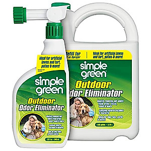 Simple Green Outdoor Odor Eliminator for Pets, Dogs, Ideal for Artificial Grass & Patio (32 oz Hose End Sprayer & 1 Gallon Refill)