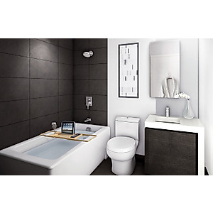 Bamboo Bathtub Tray - Wood Bath Caddy with Book, Phone, or Tablet Rest, Cup Holder, and Extended Sides for Bath Accessories by Home-Complete (Natural)