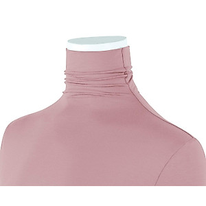 AUHEGN Womens Long Sleeve Turtleneck Lightweight Slim Active Shirt (X-Large, Dusty Pink)