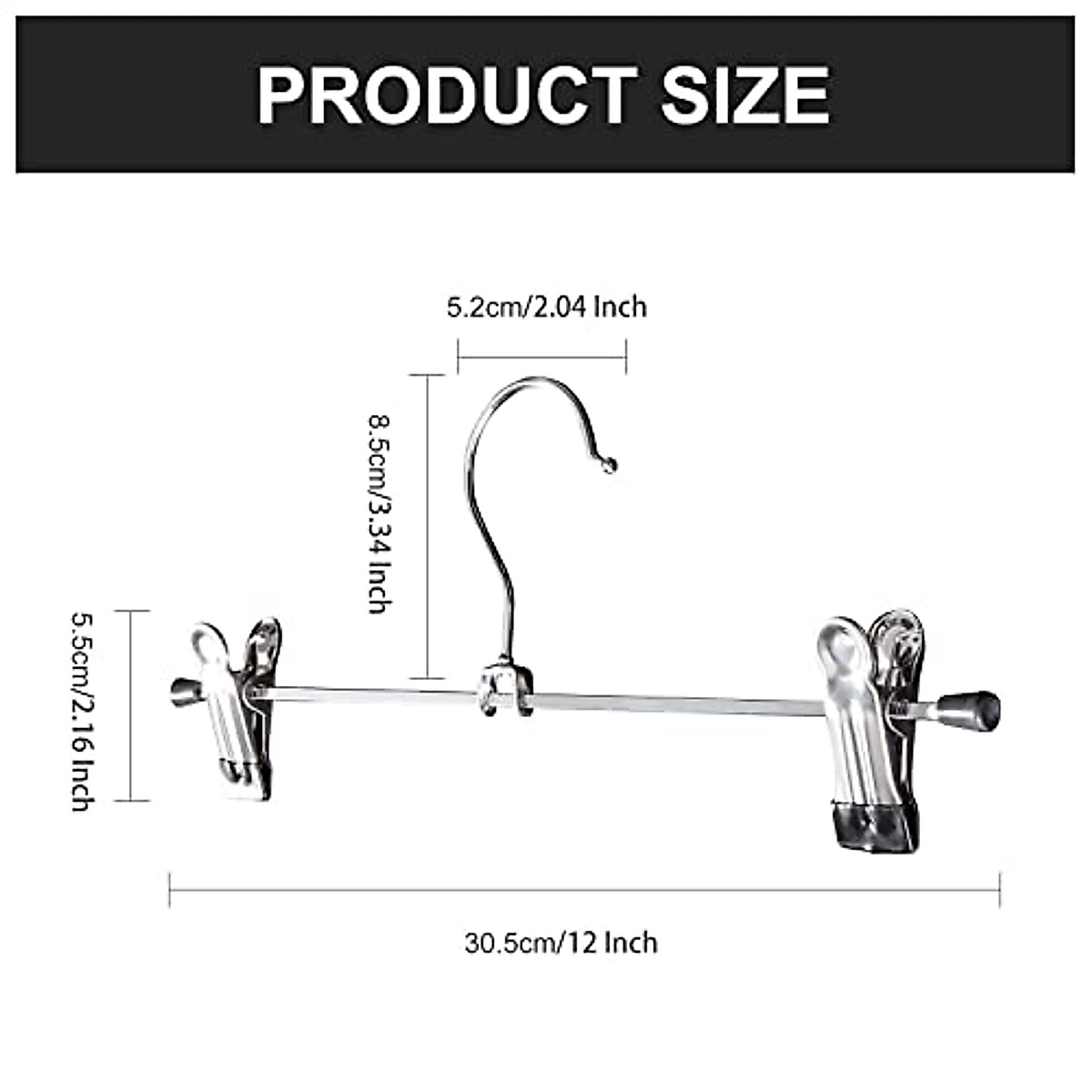 Pants Hangers with Clips 40 Pack Skirt Hanger Space Saving Metal Clip Hanger for Jeans Skirt Slack Hangers (40 PCS)