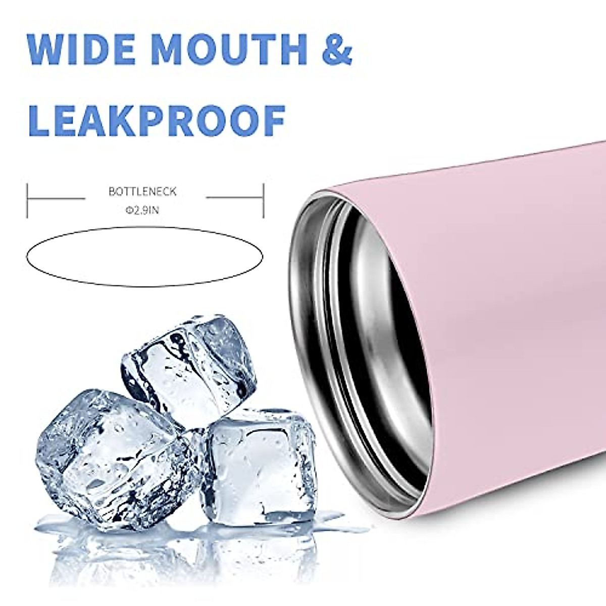 BOTTLE BOTTLE Insulated Coffee Tumblers with Dual-use Lid and Straw Double Walled Iced Travel Coffee Mug for Woman and Man 18 oz Stainless Steel Tumbler with Handle(Pink Blue