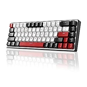 MageGee 60% Wireless Mechanical Gaming Keyboard, 68 Keys Hot-Swappable Compact RGB Backlit Gaming Keyboard, SKY68 Plus Wired/Wireless 3-Mode Office Keyboard for Laptop PC (Red Switch, Black & White)