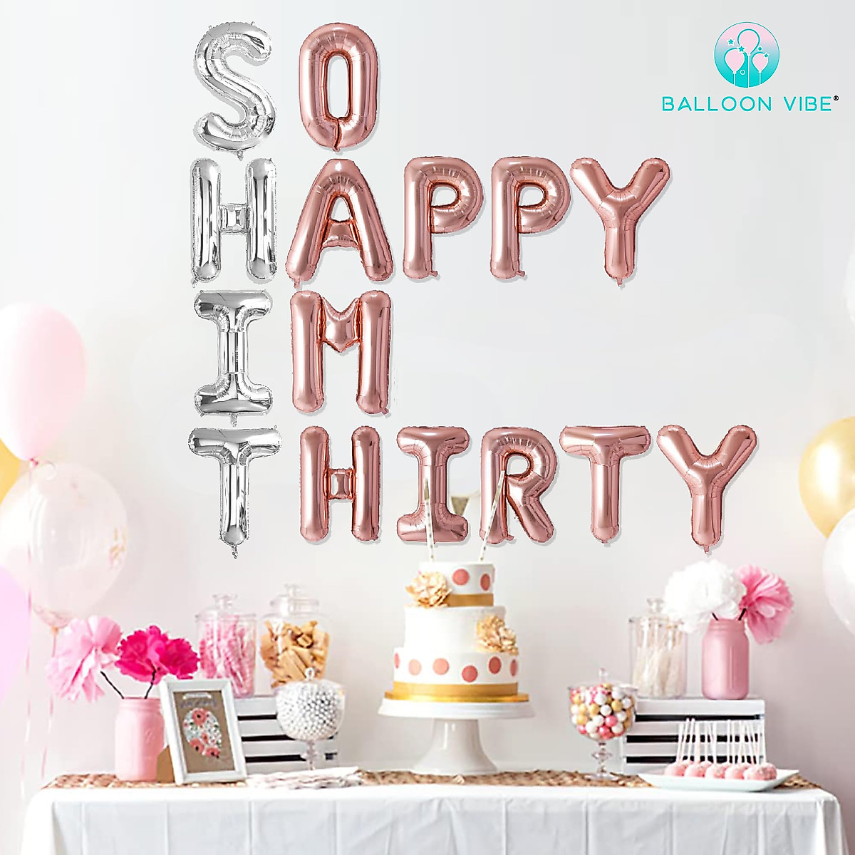 Funny 30th Birthday Decorations for Him and Her - So Happy IM 30 Phrase Letter Balloons Birthday Banner - 16” Balloon Letters Foil Balloons for Happy Birthday Décor - Dirty 30 Birthday Balloons
