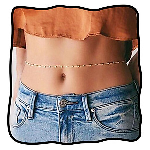 Nicute Boho Waist Chain Simple Belly Chains Summer Beach Body Accessories Jewelry for Women and Girls (Gold)