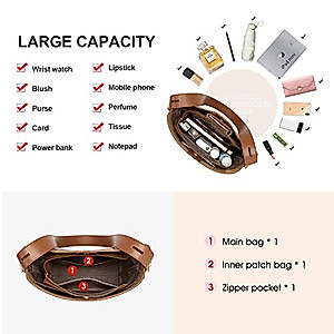 Cnoles Hobo Bags Purses And Handbag for Women Tote Shoulder Satchel Crossbody Bag Ladies Top Handle Purse Genuine Leather Brown