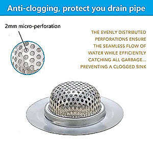 2 Pack Bathtub Drain Strainer, 2.75" Top / 1.75" Basket Stainless Steel Drain Hair Catcher, Perfect for Bathroom Sink Bathtub Vanity Sink Basin Shower Room Balcony Floor Drain (2)