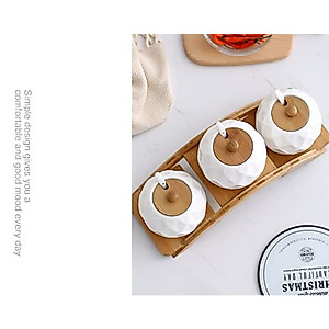 Ceramics Seasoning Box Set Durable 3pcs/Set White Creative Design Condiment Pots with Lid and Spoon for Sugar Coffee Salt Spices and Pepper