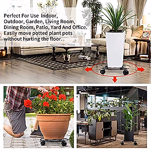 GARTOL 13'' Plant Caddy with Wheels Rolling Plant Stand with Wheels, Heavy Duty Iron Garden Flower Pot Planter Mover, Potted Plant Dolly with Locking for Outdoor & Indoor, Including Screws, Nuts