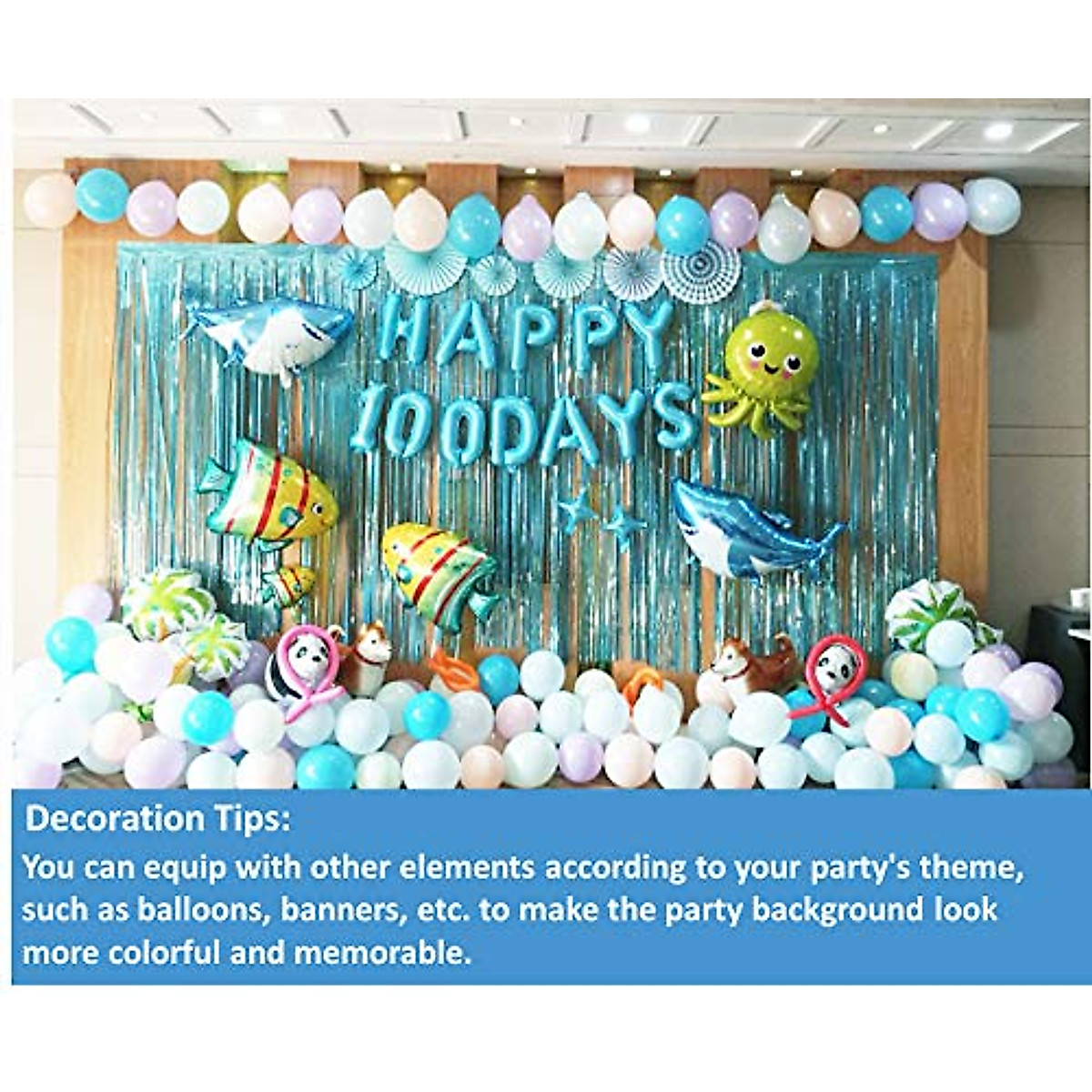 Vanujoy 3 Pack Teal Blue Foil Fringe Backdrop Curtains Party Decoration - Tinsel Party Door Fringe Curtain Backdrop for Birthday Bachelorette Party Engagement Bridal Shower Graduation Decoration