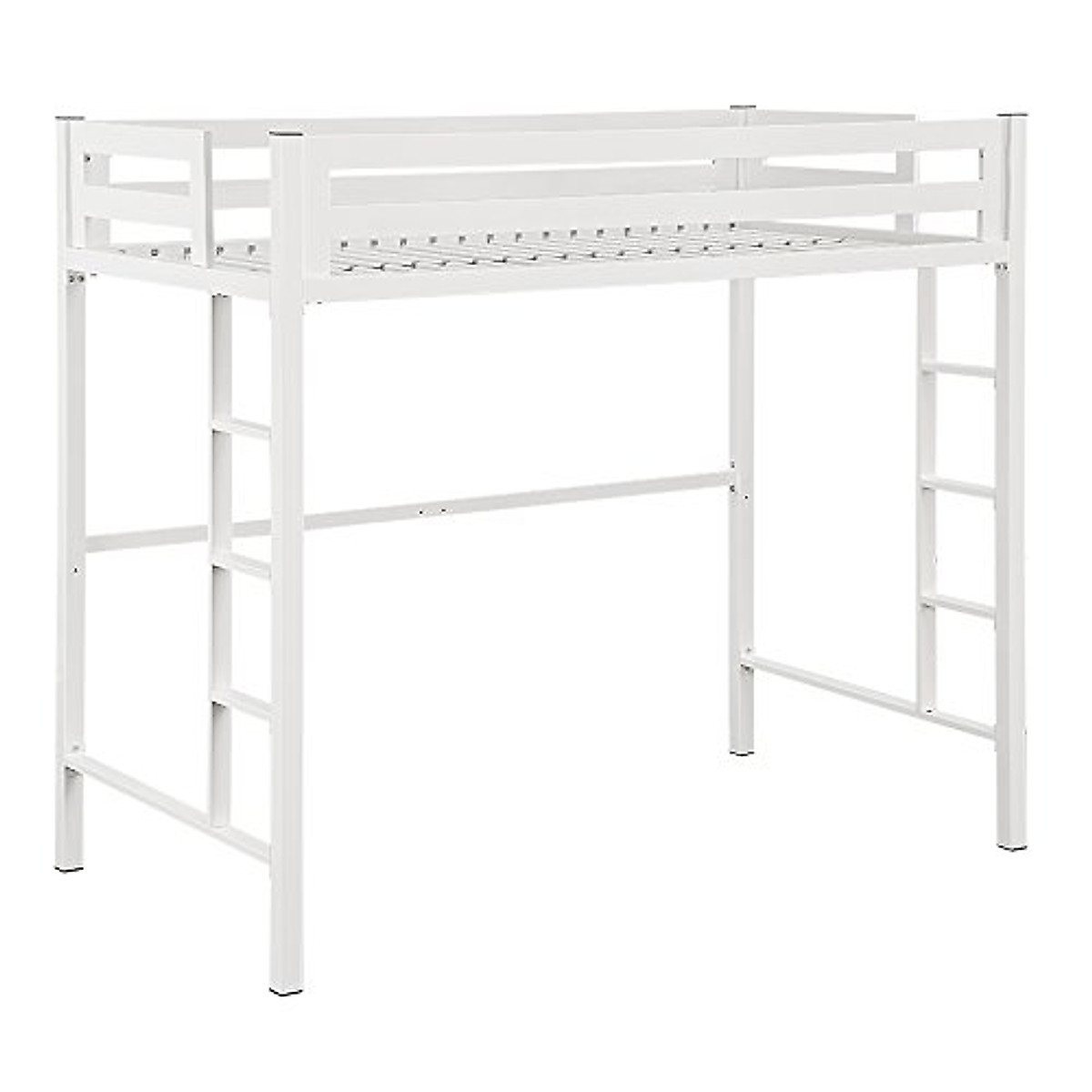 Walker Edison Brighton Classic Metal Twin over Loft Bunk Bed, Twin Size, White